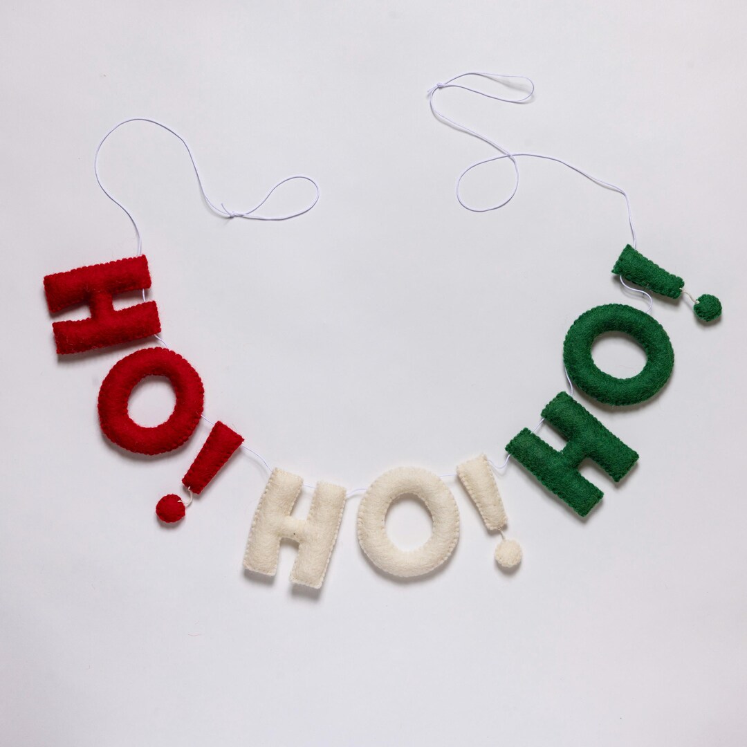 Felt Merry Christmas Ho Ho Ho Garland Red Green Banner Handmade ...