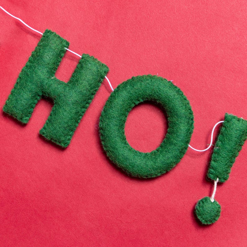 Felt Ho! Ho! Ho! Merry Christmas Garland Red White Green Banner ...