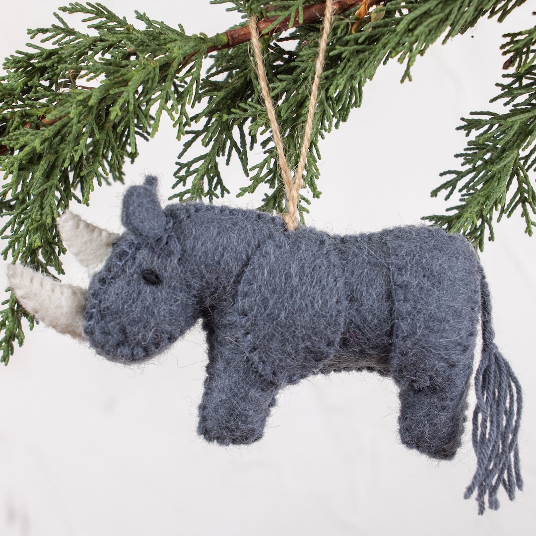 NEW Felt Rhino Ornament Rhinosaurus Christmas Ornament Handmade Felt ...