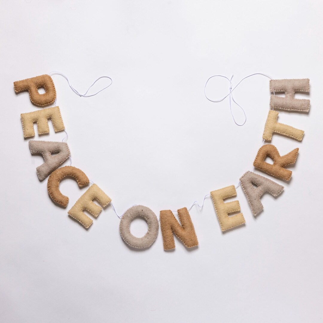 Felt Peace on Earth Banner, Handmade Holiday Garland, Home Classroom ...