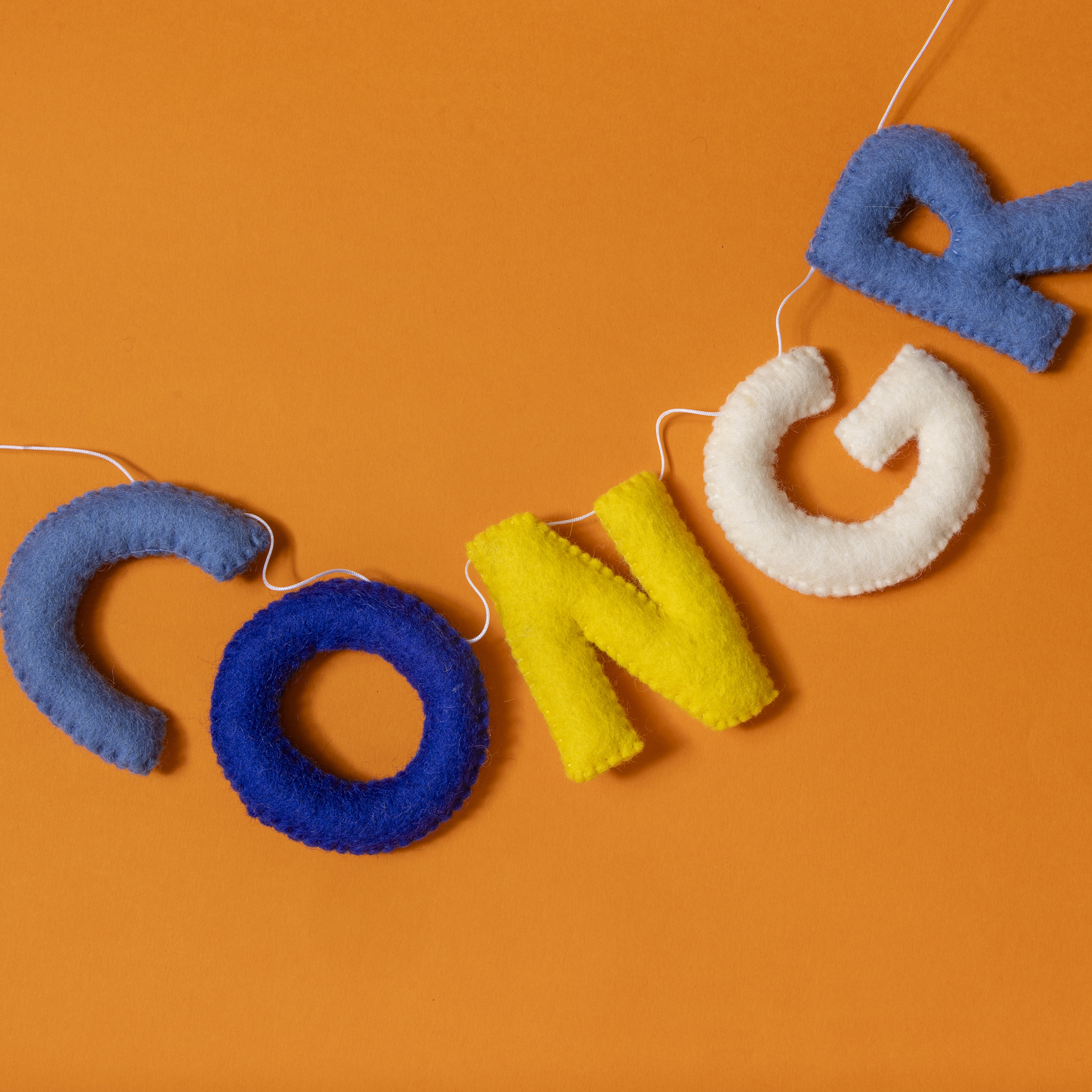Felt Congratulations Banner Handmade Graduation Garland Blue and Yellow ...