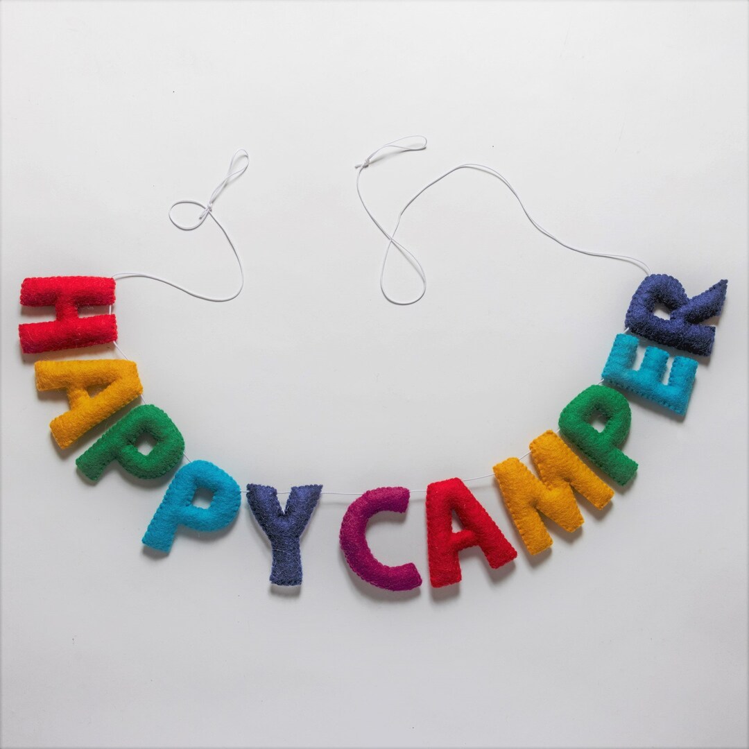 Felt Happy Camper Garland Handmade Camping Banner RV Travel Earth Tones ...