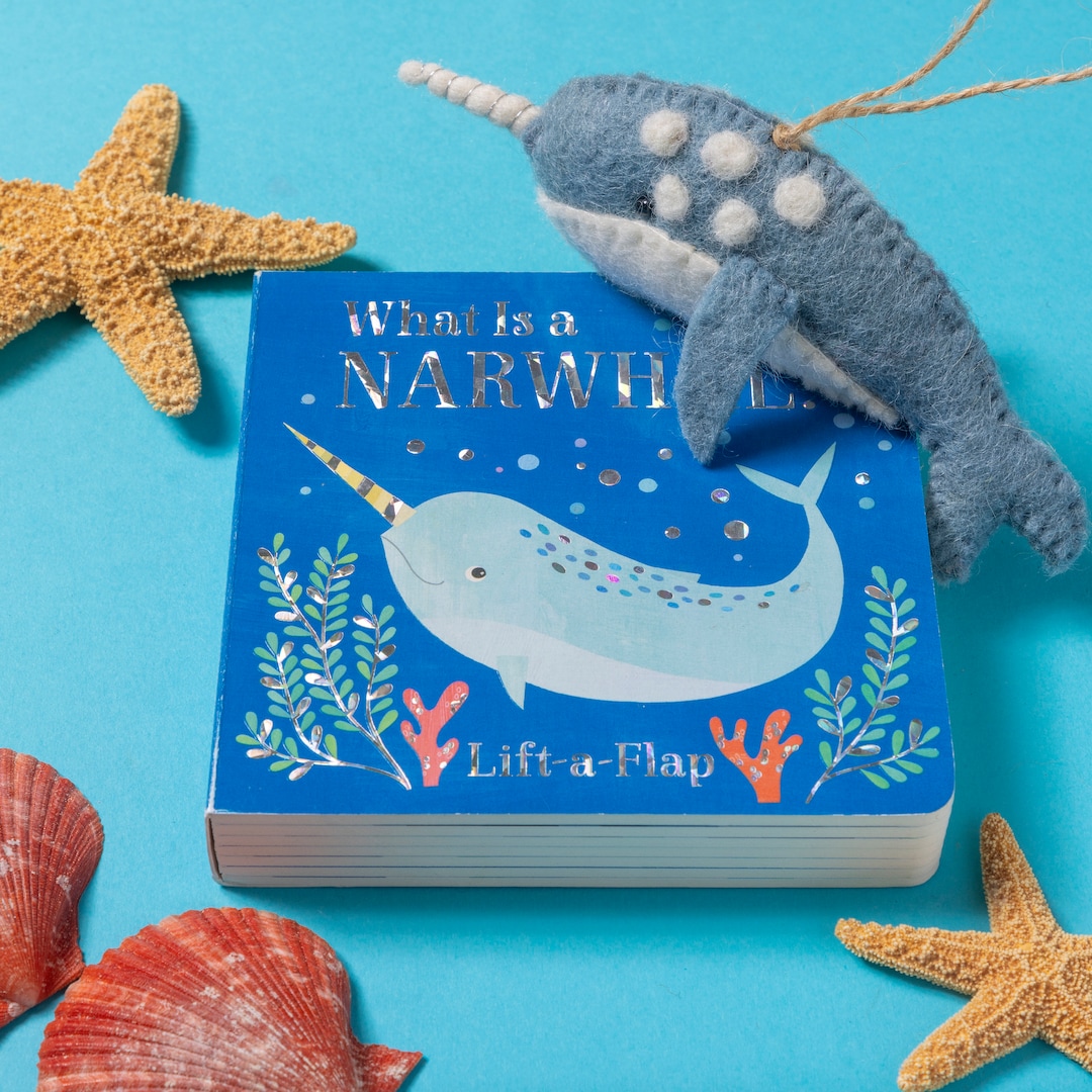 NEW! Felt Narwhal Storybook Set | Handmade Whale | Whale Ornament ...