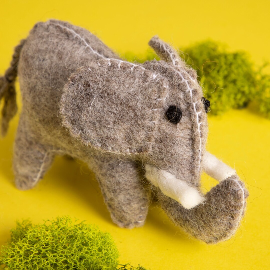 Felt Safari Elephant Handmade Animal Felt Gift Elephant Gift Montessori ...