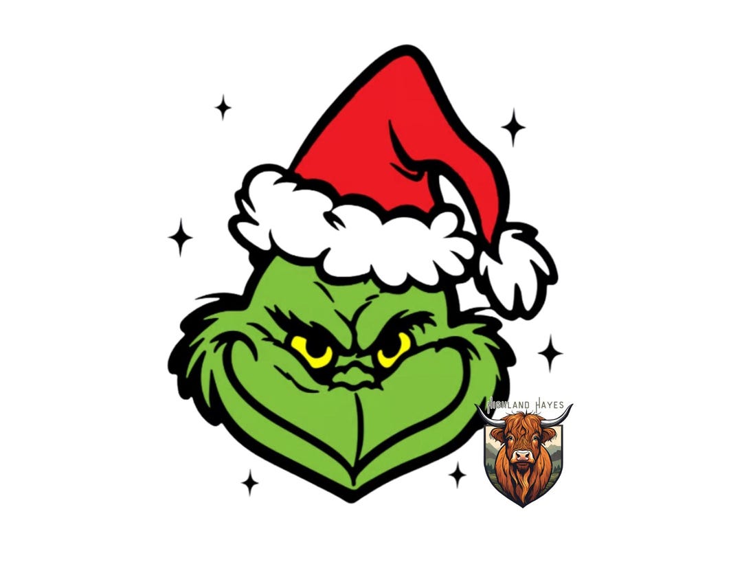 Grinch Face With Stars PNG - Etsy