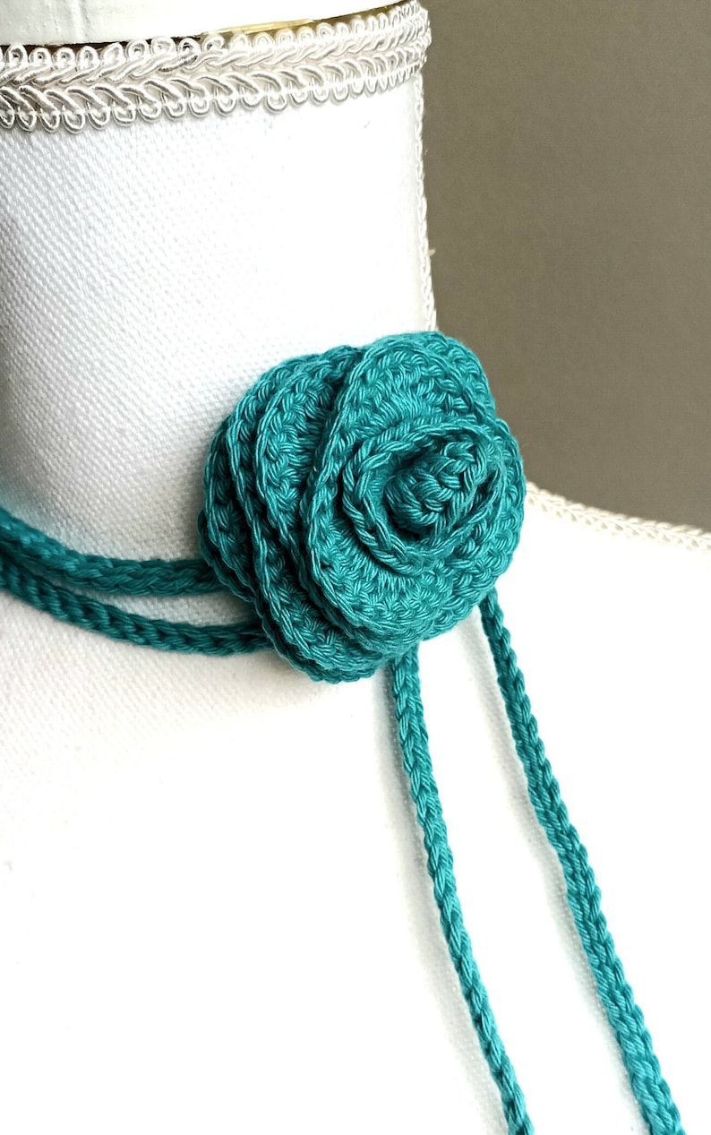 Handmade Rose Choker Crochet Rose Bracelet Flower Choker Crochet Flower ...