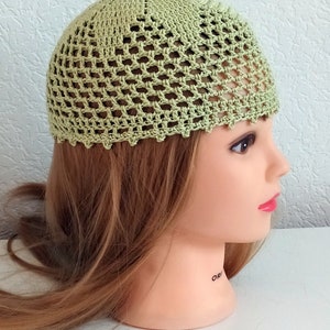 Girls Crochet Summer Hat Salad Green Summer Skull Hat 100% Cotton Tams ...