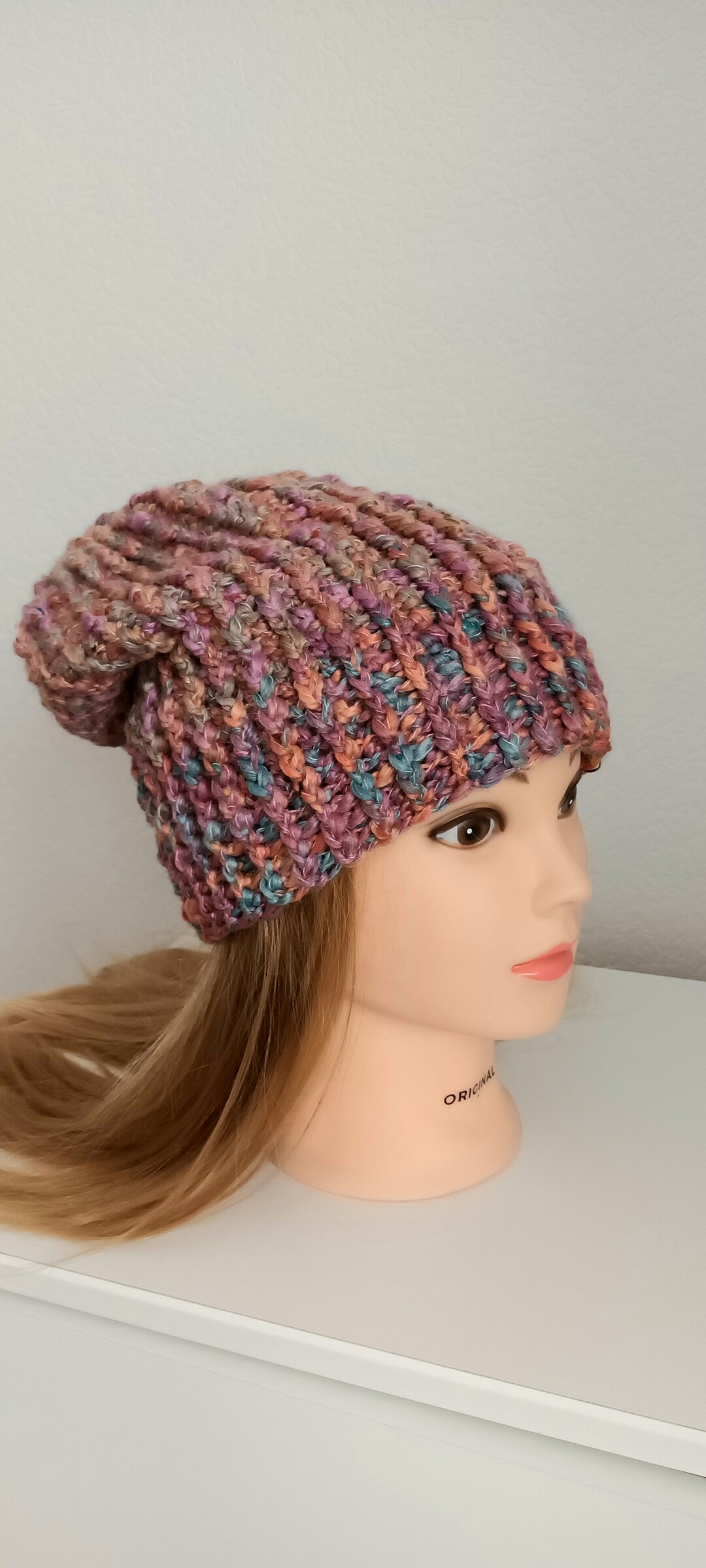 Winter Hats Crochet Beanie Hat Slouchy Beanie Colorful Slouch Beanie ...