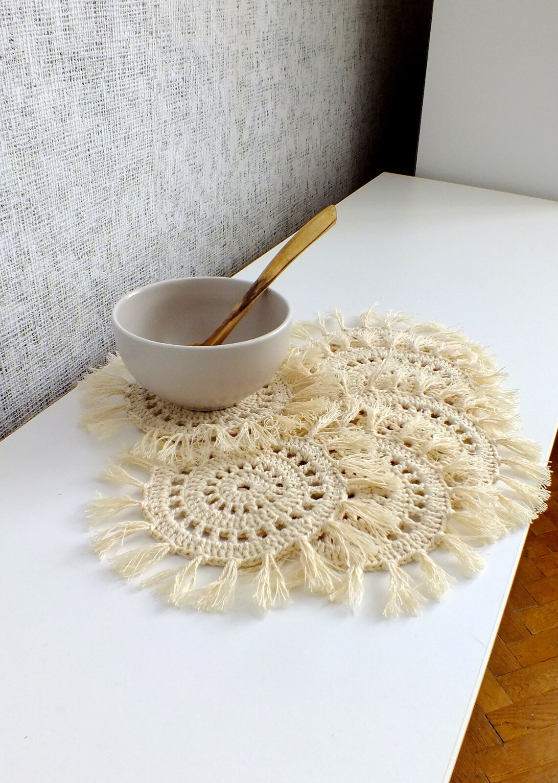2 Crochet Coasters Rustic Kitchen Decor Rope Mat Rustic Table - Etsy