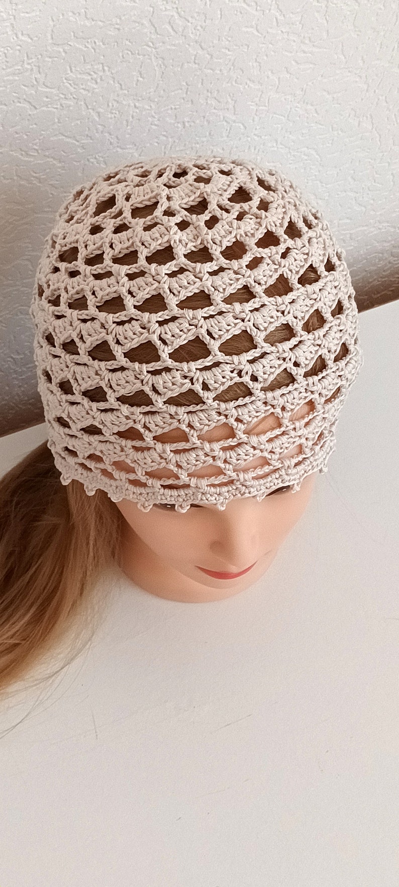 Women's Crochet Summer Boho Girls Summer Hat Beige Summer Skull Hat 100 ...