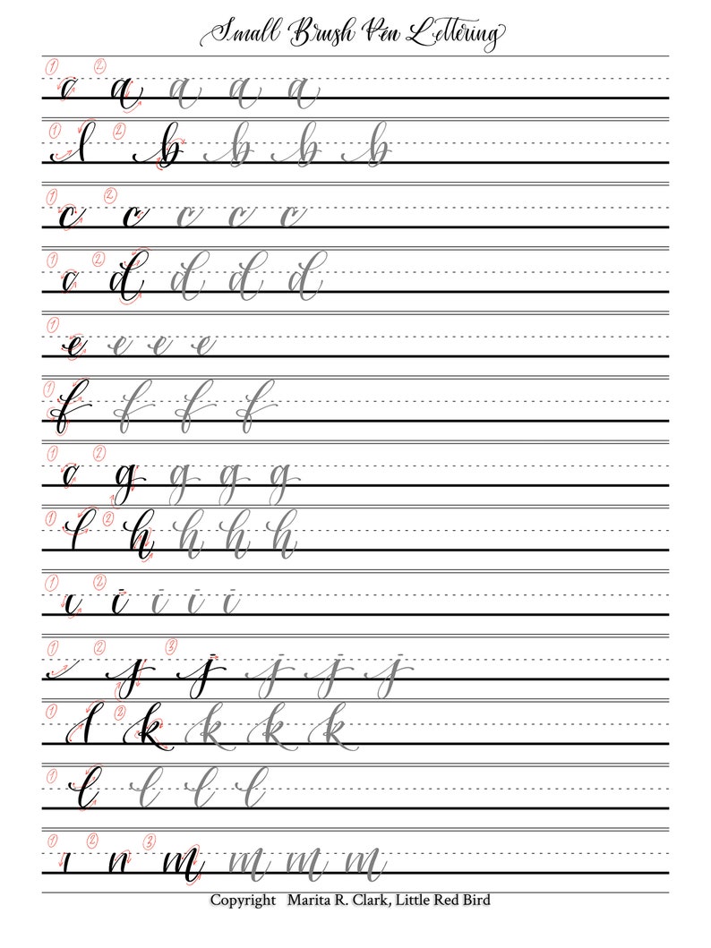 DIGITAL BUNDLE Small Brush Pen Brush Lettering Capital | Etsy