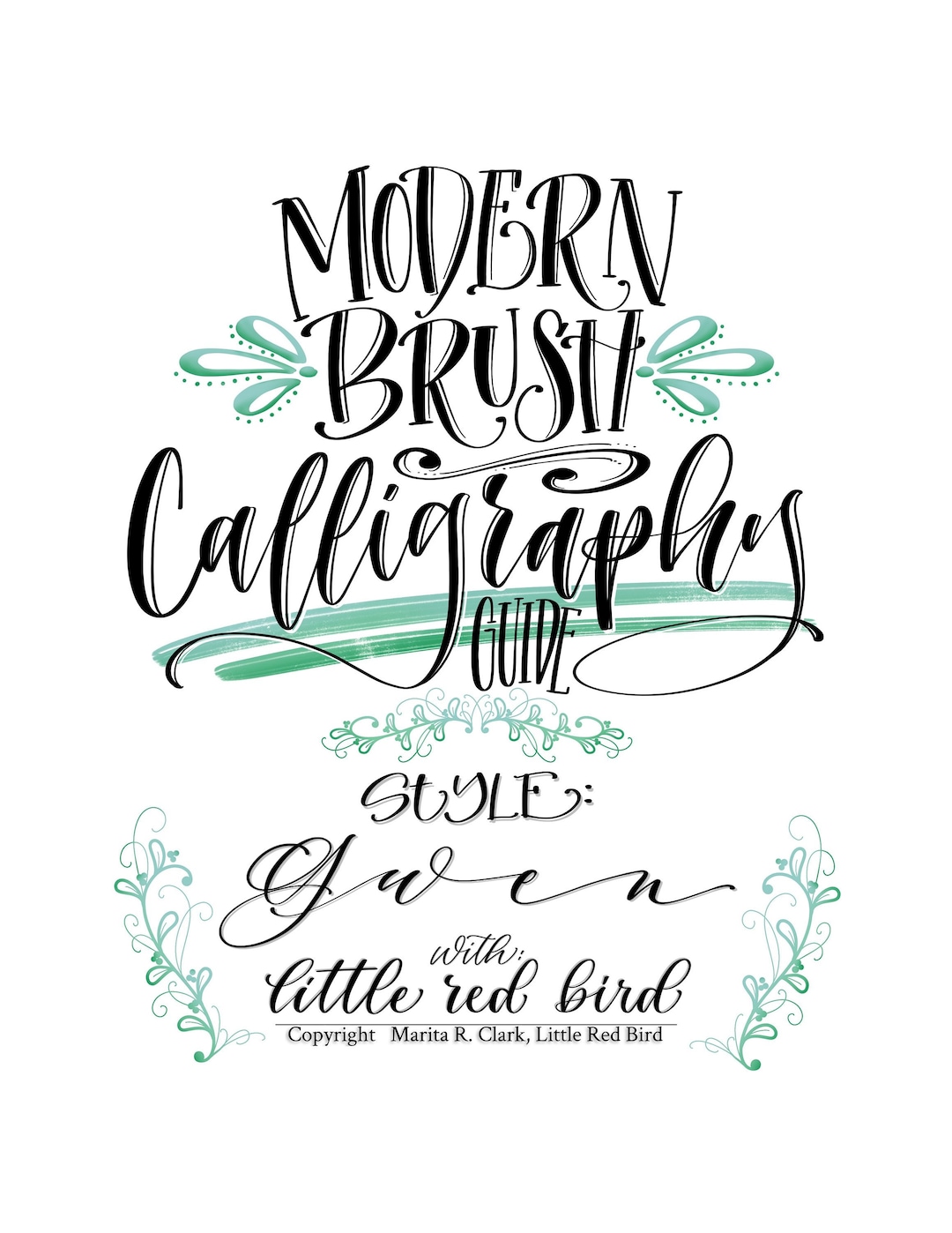 Digital Modern Brush Calligraphy Guide - Style GWEN - Etsy