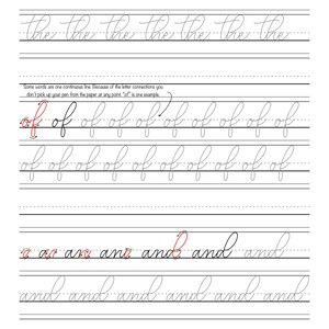 Cursive Writing Guide - Capitals, Lowercase, Top 100 Most Used Words ...