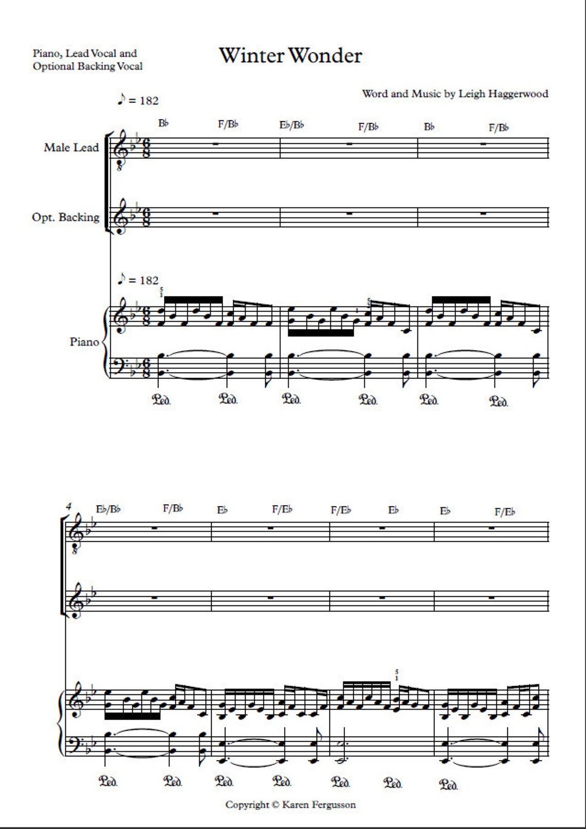 Sheet Music - Piano & Vocals - Winter Wonder - Etsy