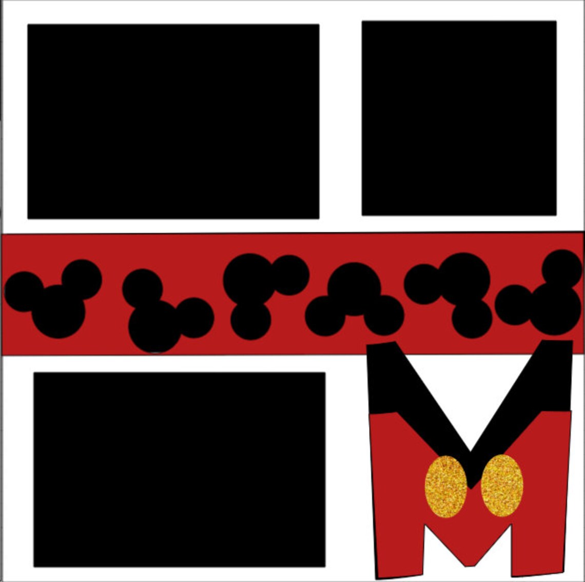 Mickey Mouse- 12X12 Two Page DIY or Premade Scrapbook Kit (gitter) - Etsy