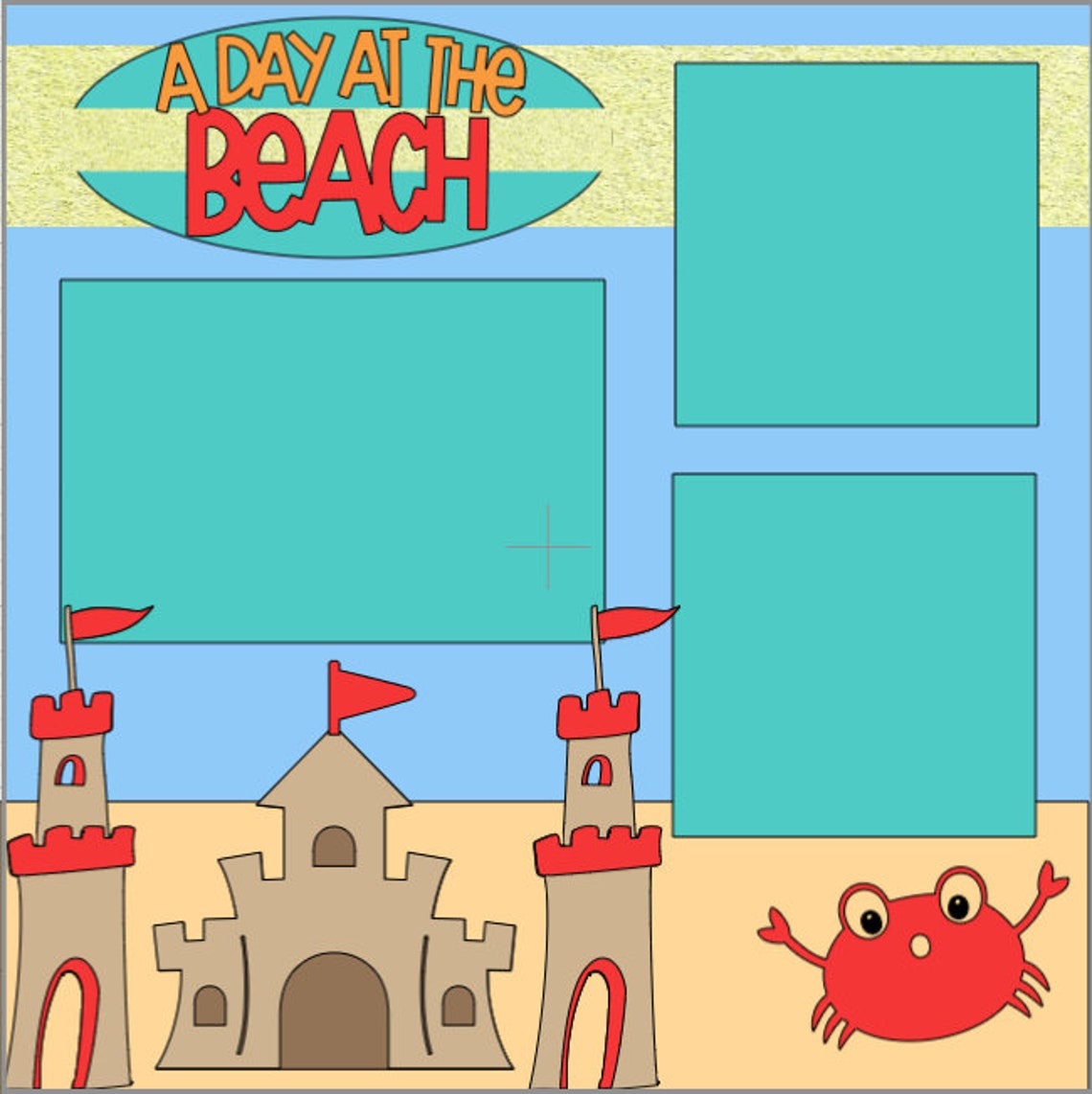 A Day at the Beach- 12X12 DIY Scrapbook Layout or Premade Kit - Etsy