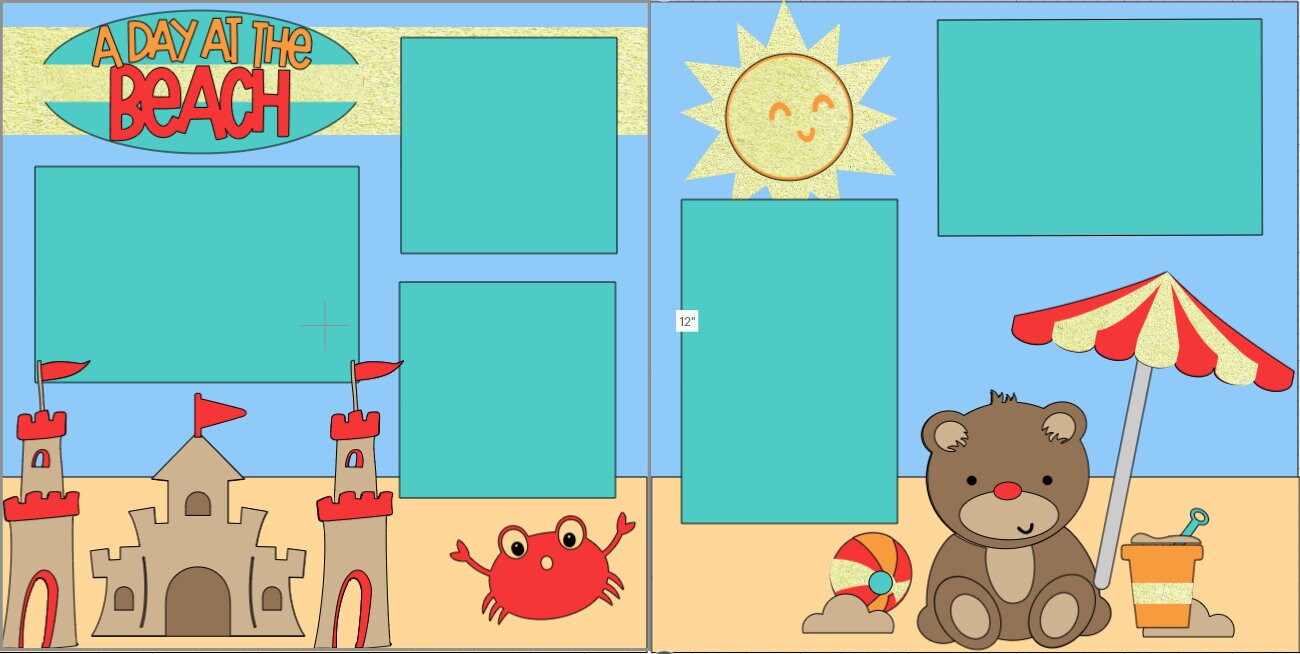 A Day at the Beach 12X12 DIY Scrapbook Layout or Premade Kit - Etsy