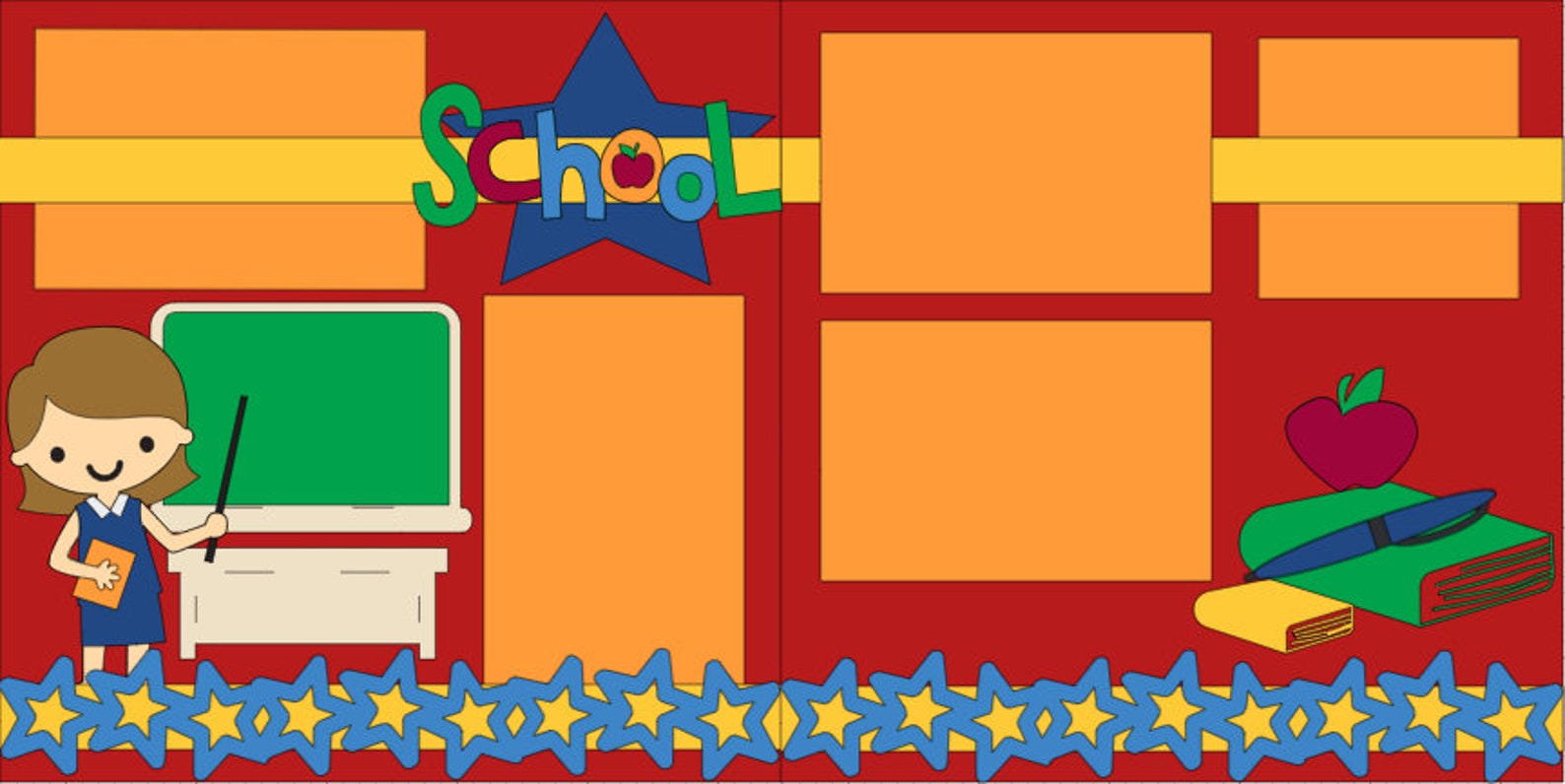 School- 12X12 DIY Scrapbook Layout or Premade Kit - Etsy