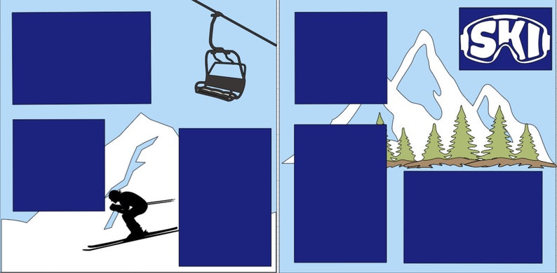 Ski- 12 X 12 Two Page Scrapbook DIY or Premade Kit - Etsy
