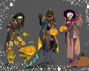 Overwatch Halloween Witch Mercy Art Print 11x17 Inch Open - Etsy