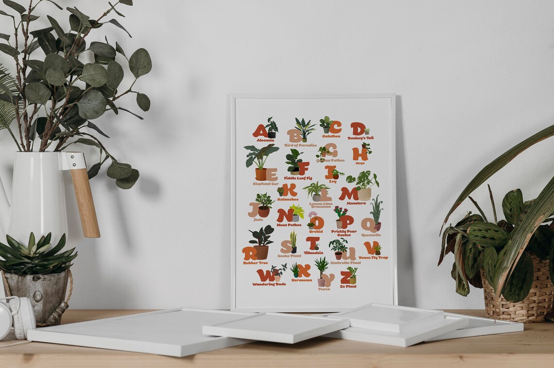 Houseplant Alphabet Print Wall Art Home Decor 8x10 5x7 - Etsy