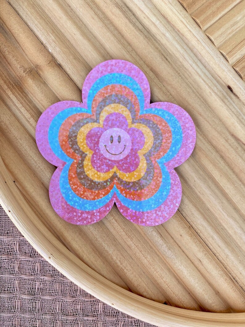 Smiley Face Flower Sticker Hydroflask Sticker Laptop - Etsy