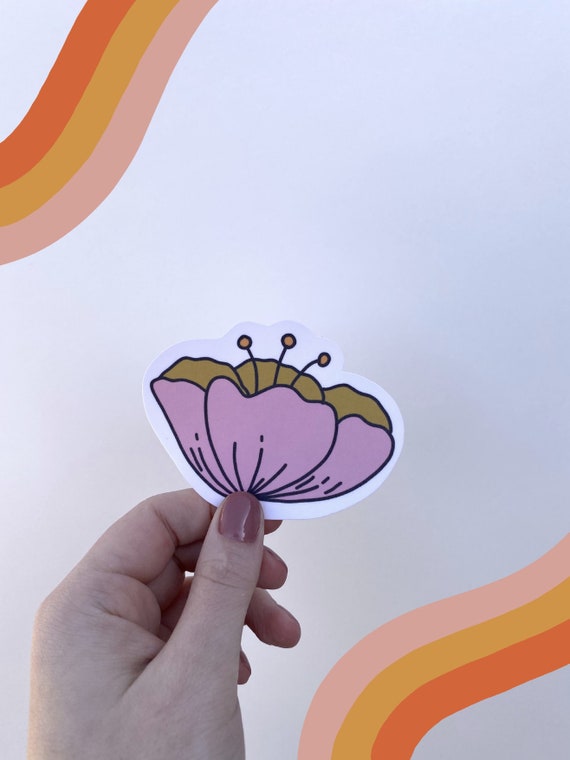 Retro Poppy Sticker Hydroflask Sticker Laptop Sticker Matte | Etsy