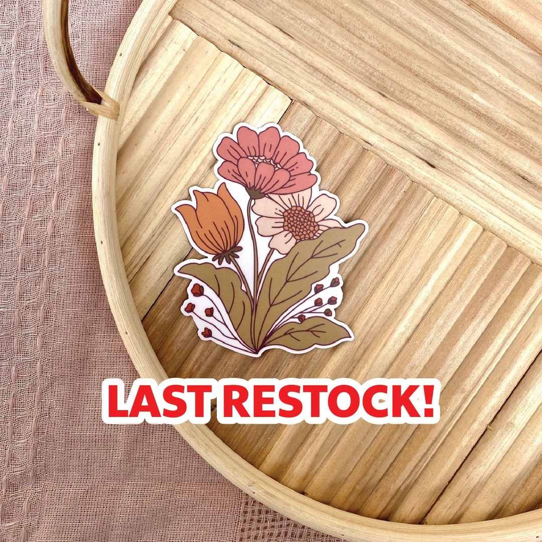 Light Dusty Floral Sticker, Water Bottle Sticker, Laptop Sticker, Matte ...