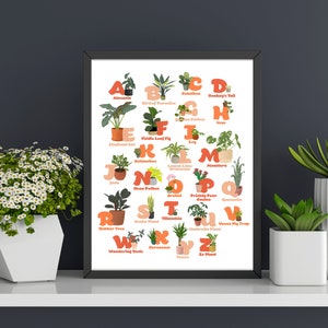 Houseplant Alphabet Print, Wall Art, Home Decor, 8x10, 5x7, Art Print ...