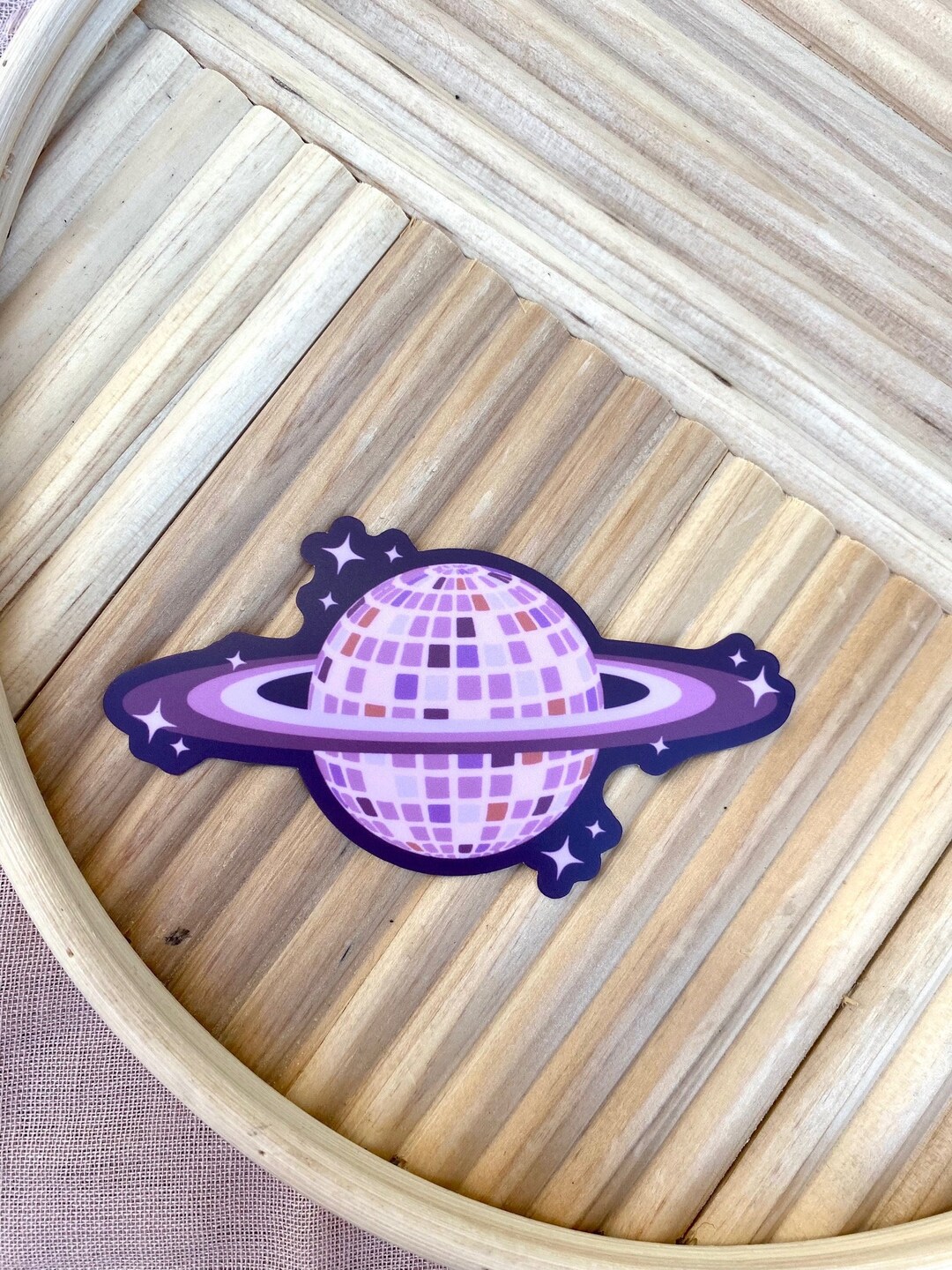 Disco Ball Planet Saturn Sticker, Water Bottle Sticker, Laptop Sticker ...