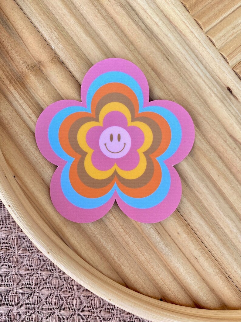 Smiley Face Flower Sticker Hydroflask Sticker Laptop - Etsy