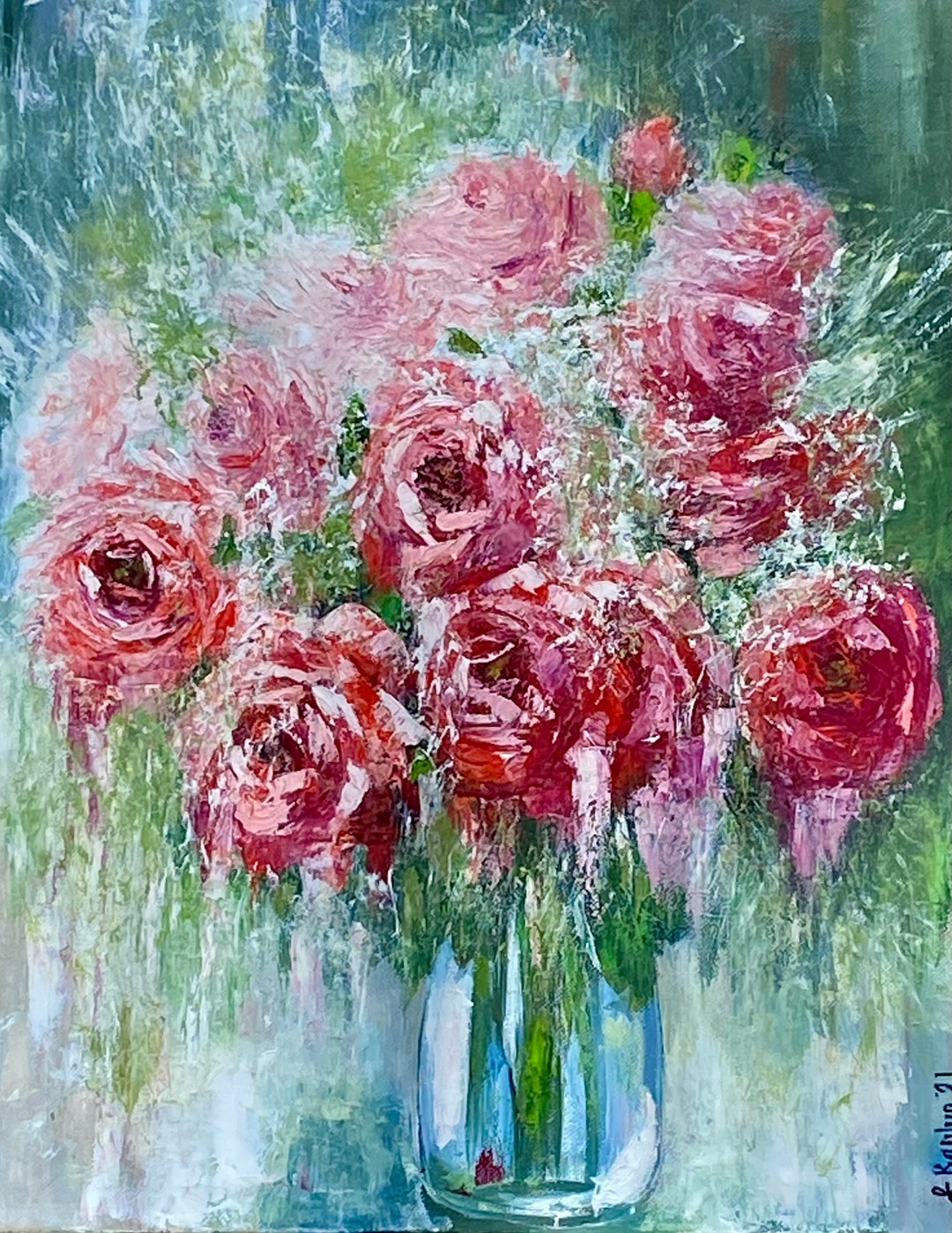 Pink Rose Oil Painting Art Original Artwork - Etsy New Zealand