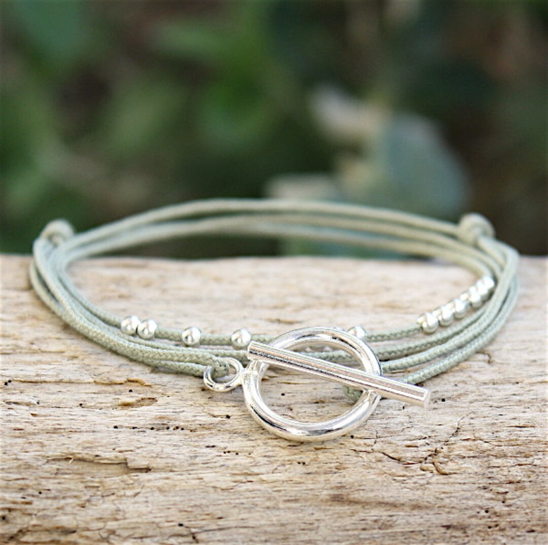 Bracelet cordon triple tours perles et connecteur T argent 925 - Etsy ...