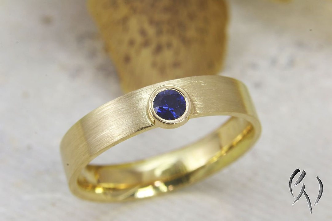 Ring Gold 750/ With Safir - Etsy