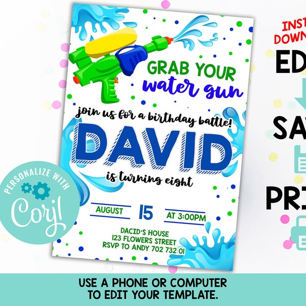 Water Party Invite Template - Etsy