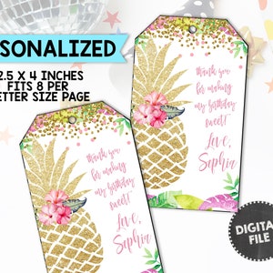 Pineapple Favor Tags Pineapple Thank You Tags Tropical | Etsy