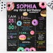 Donut First Birthday Chalkboard Sign Sprinkles Birthday Chalkboard Sign ...