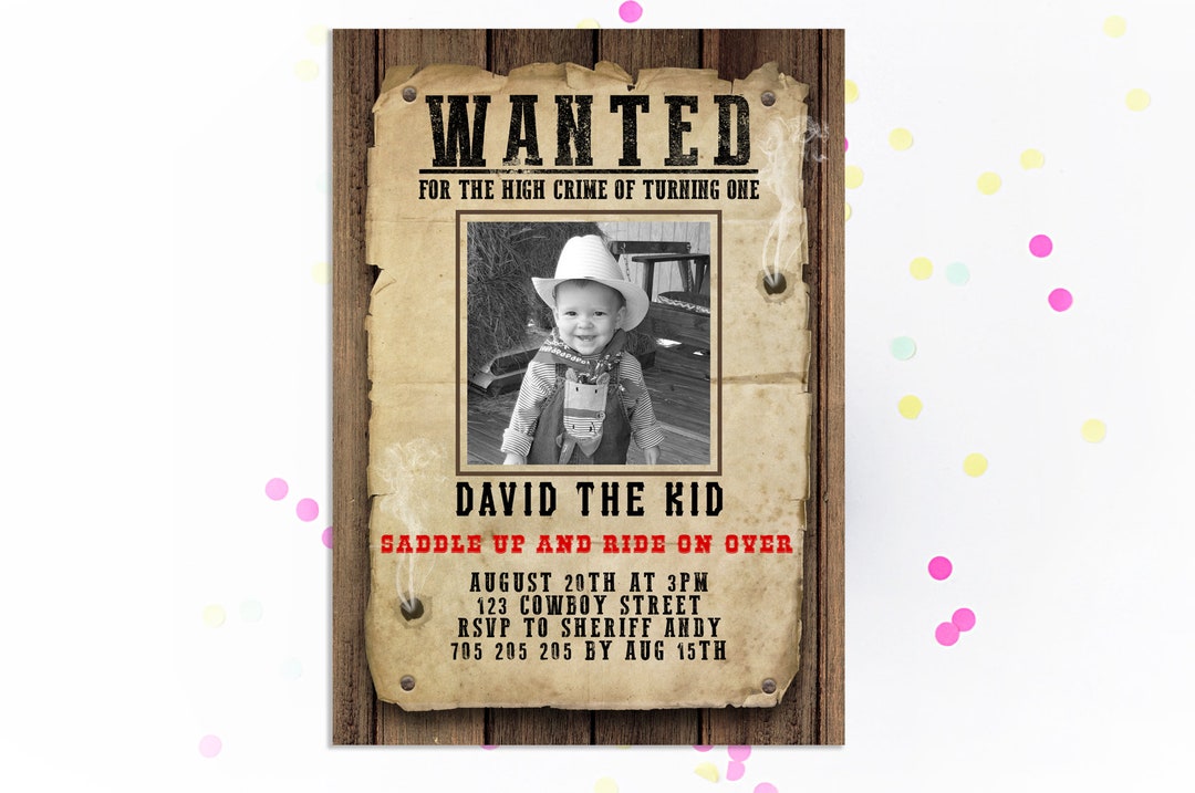 Wanted Poster Invitation Boy Birthday Invitations Cowboy Birthday ...