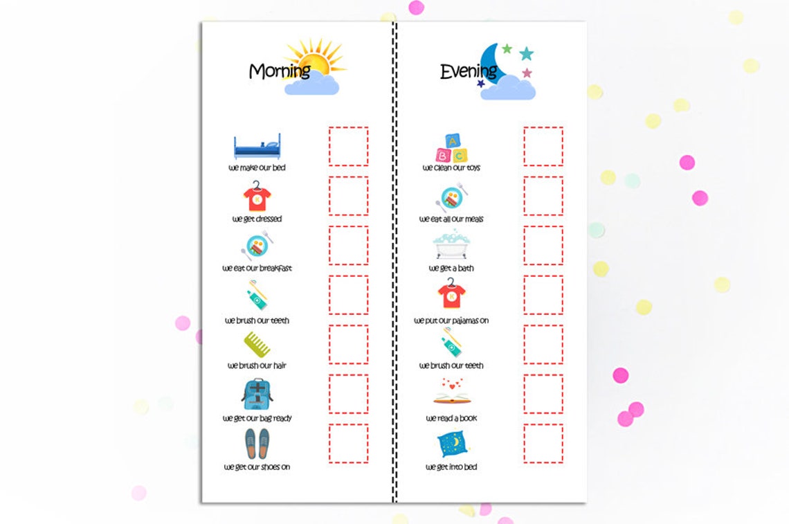 Morning and Evening Kids Routine Chart Daily checklist Family | Etsy
