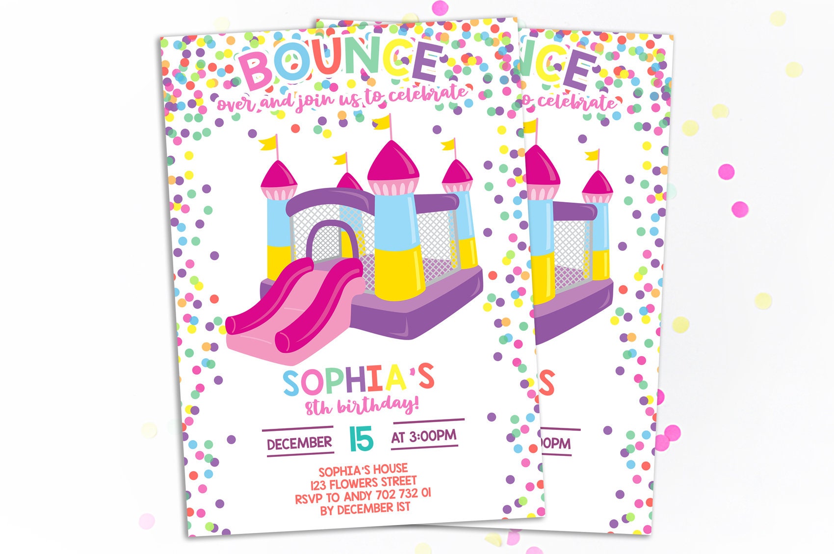 Bounce House Birthday Invitation Bounce Party Invite Girl Birthday ...