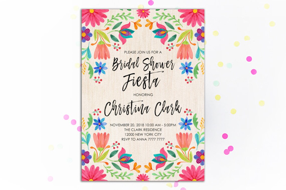 Fiesta Bridal Shower Invitation Floral Bridal Shower Invite | Etsy