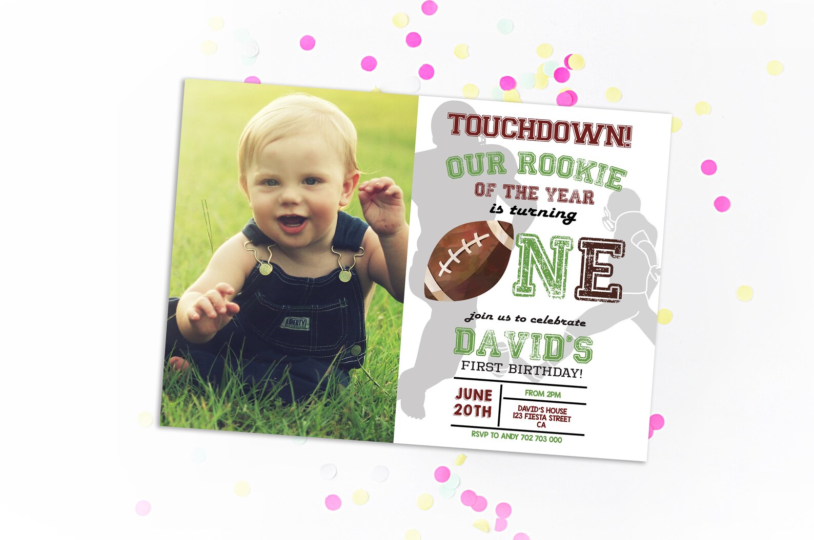 Photo Football Birthday Invitation 1st Birthday Invitations - Etsy