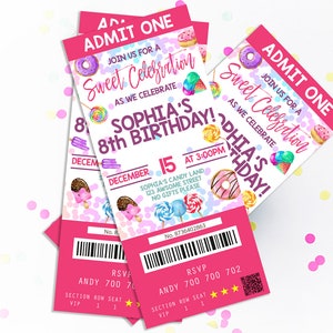 Candy Land Ticket Invitation Candy Party Invitation Sweet Celebration ...