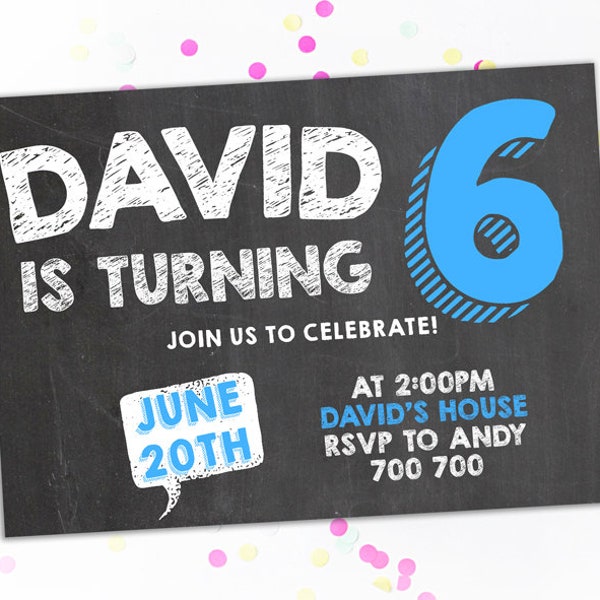 Six Year Old Birthday Party Invitations - Etsy