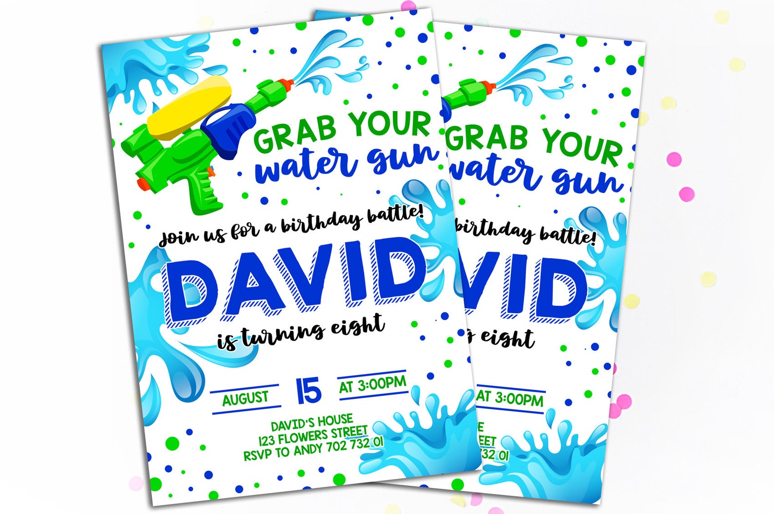 Water Gun Birthday Invitation Pool Party Birthday Boy - Etsy