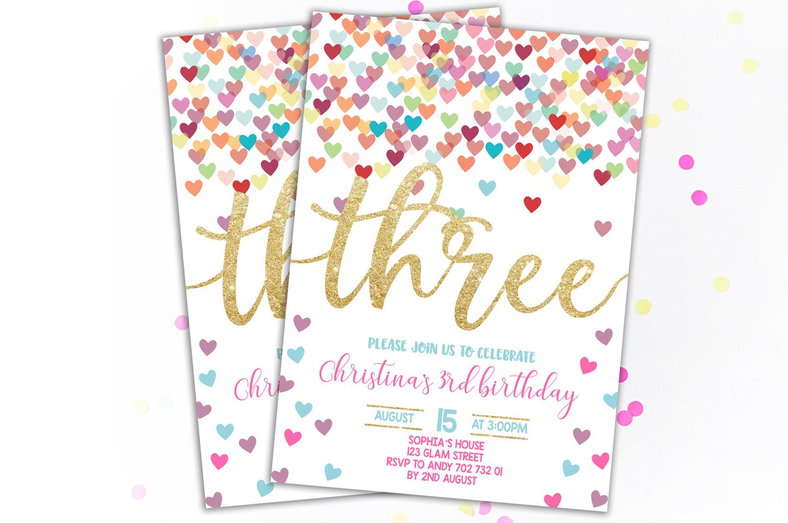3rd Birthday Invitation Girl Third Birthday Invitations | Etsy