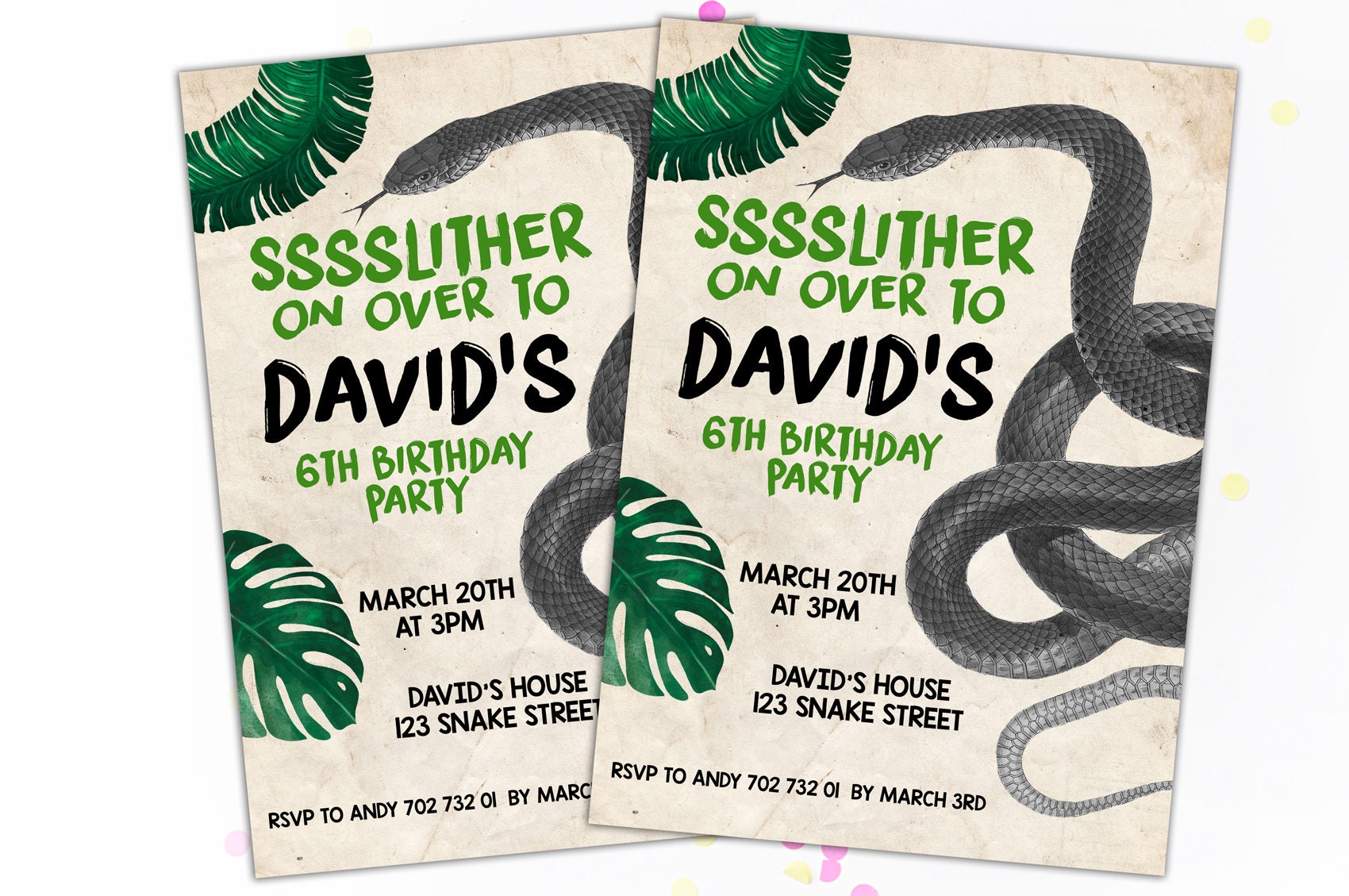 Snake Invitation Snake Birthday Invitation Boy Birthday Invitations ...