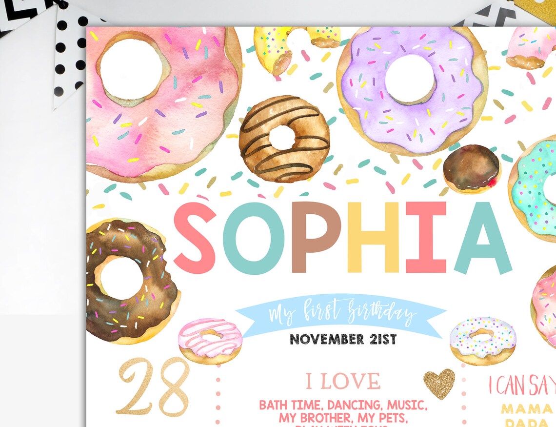 Donut Birthday Poster Donut 1st Birthday Poster Donut Birthday - Etsy
