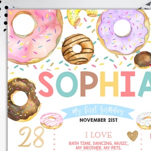 Donut Birthday Poster Donut 1st Birthday Poster Donut Birthday ...