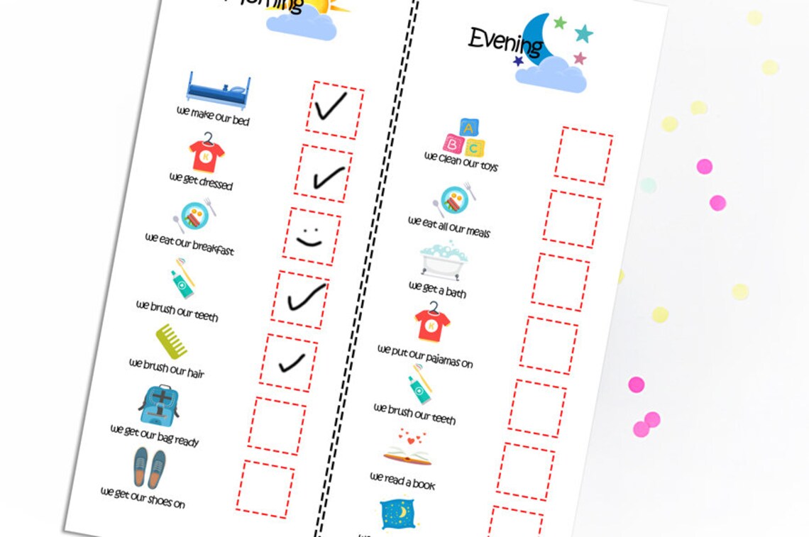 Morning and Evening Kids Routine Chart Daily checklist Family | Etsy